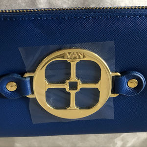 IMAN | Bags | Iman Global Chic Cobalt Blue Walletclutch Logo | Poshmark